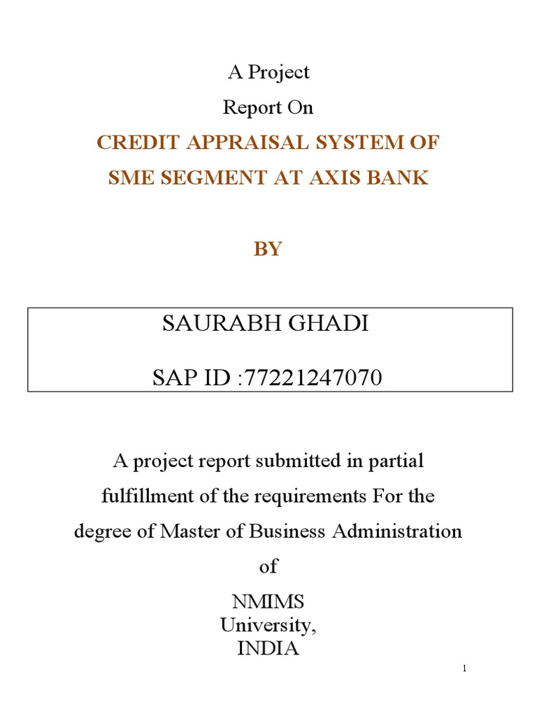 Credit Appraisal Process of Axis Bank | PDF | Finance & Money ...