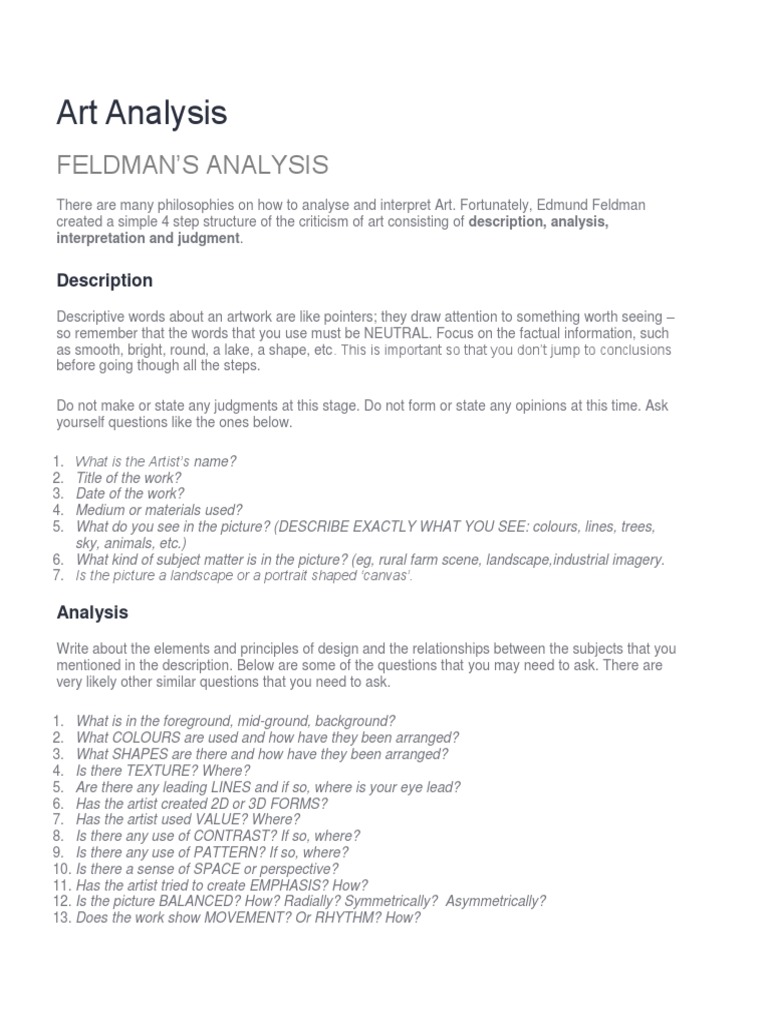 Art Analysis - Feldman and MC Fee | PDF | Information | Psychological ...