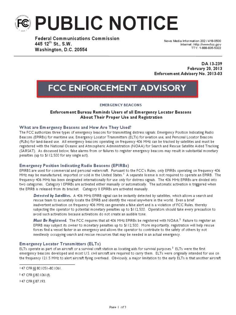 Public Notice: FCC Enforcement Advisory | PDF | Service Industries ...