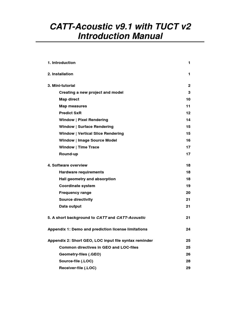 CATT-Acoustic v9.1 With TUCT v2 Introduction Manual | PDF | Rendering (Computer Graphics ...