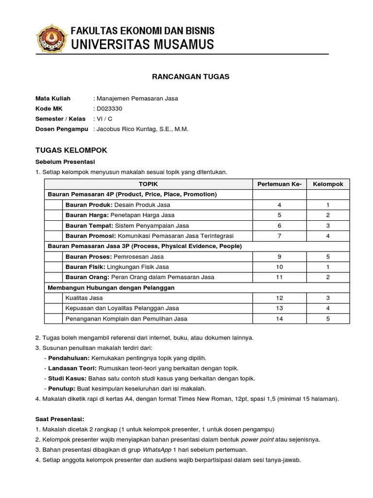 Universitas Musamus: Fakultas Ekonomi Dan Bisnis | PDF