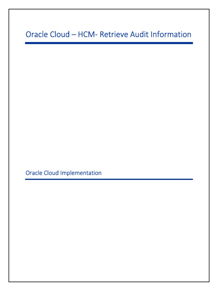 Retrieve Audit Information in HCM | PDF