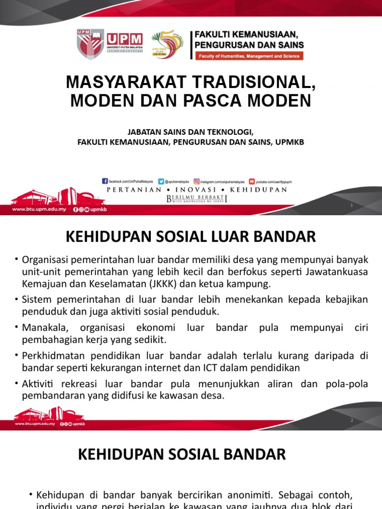 Unit 7 - Masyarakat Tradisional, Moden Dan Pasca Moden | PDF