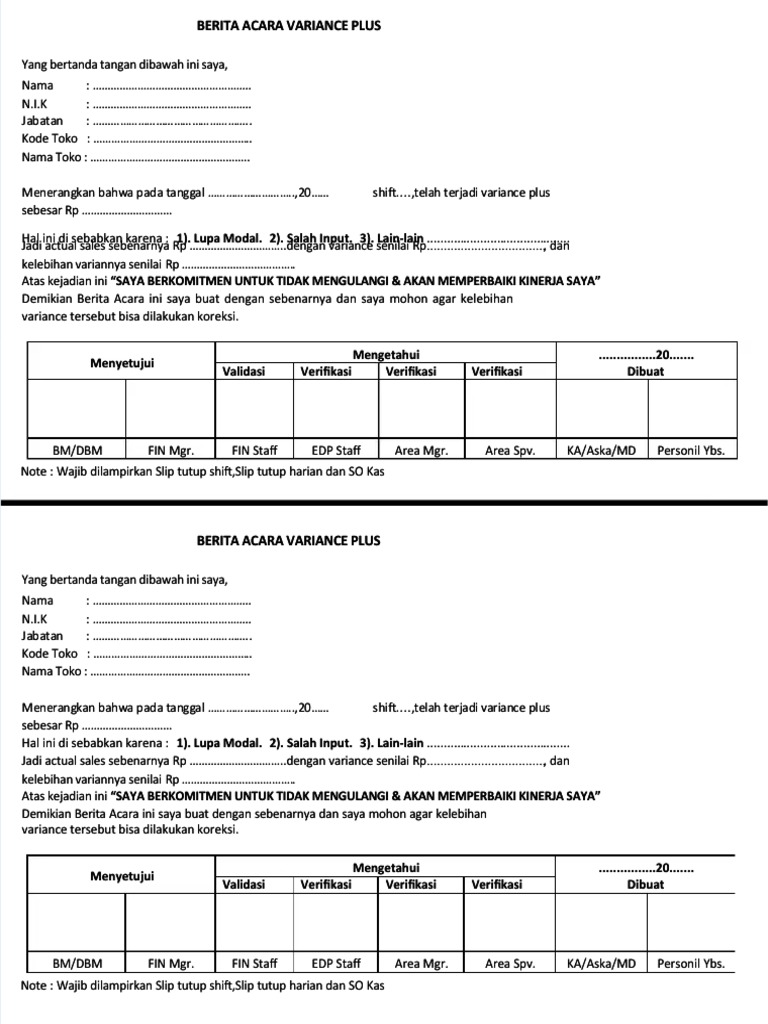 PDF Form Ba Variance Plus Terbaru Compress Riz | PDF