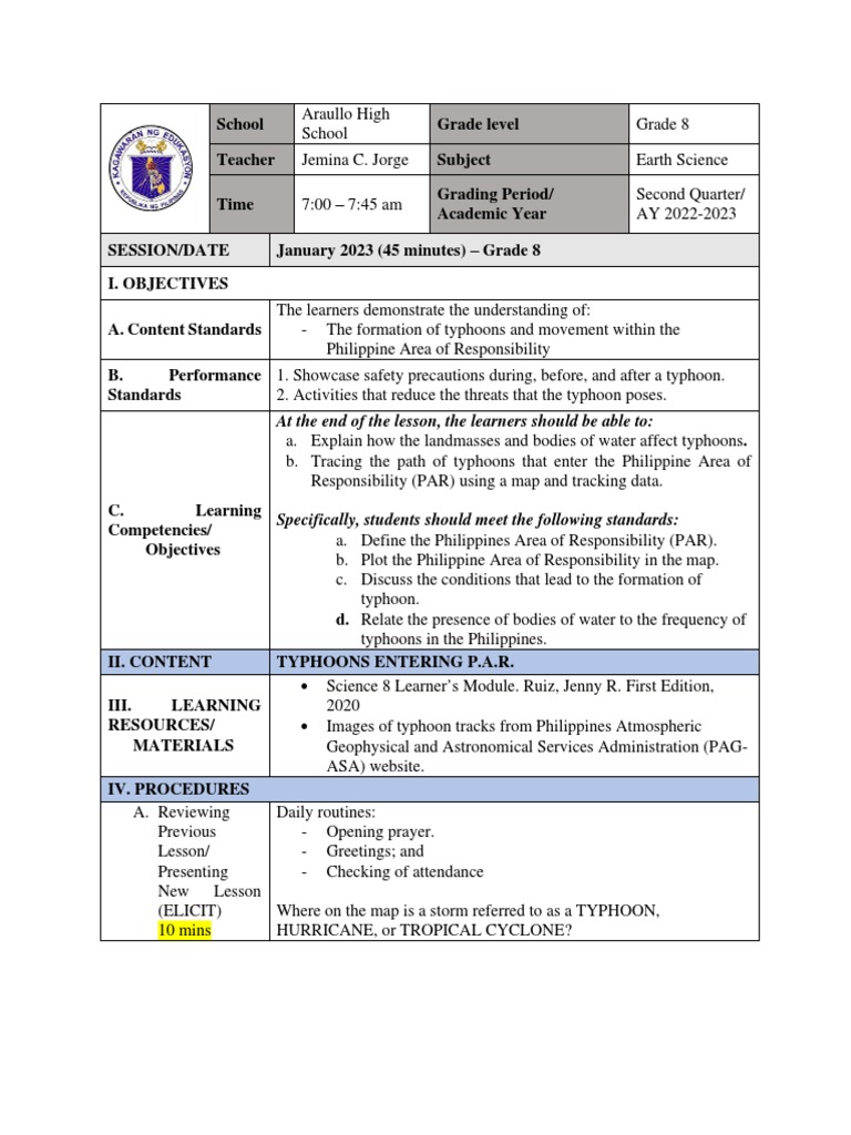 At The End of The Lesson, The Learners Should Be Able To | PDF ...