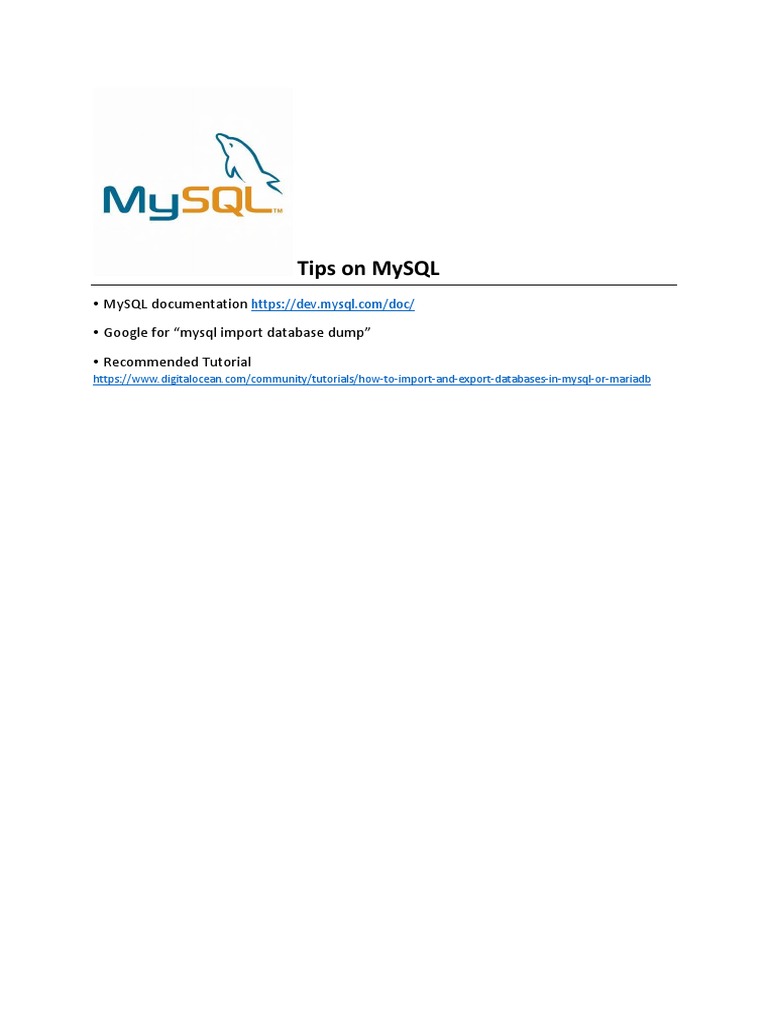 Tips On MySQL | PDF