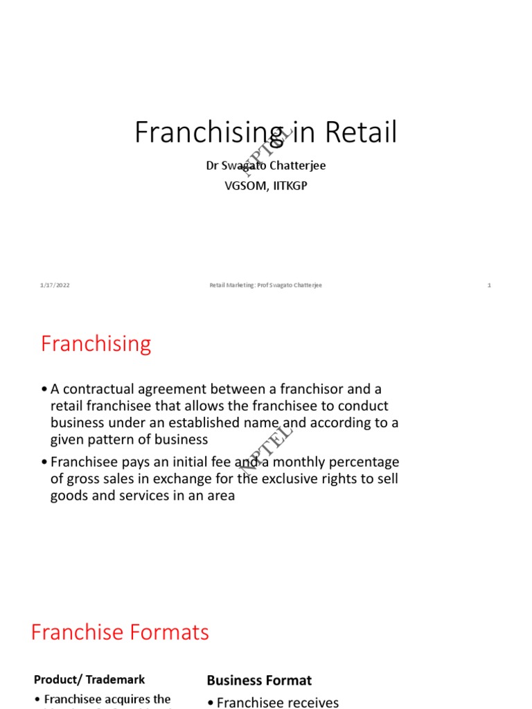 Franchising in Retail: Nptel | PDF | Franchising | Retail