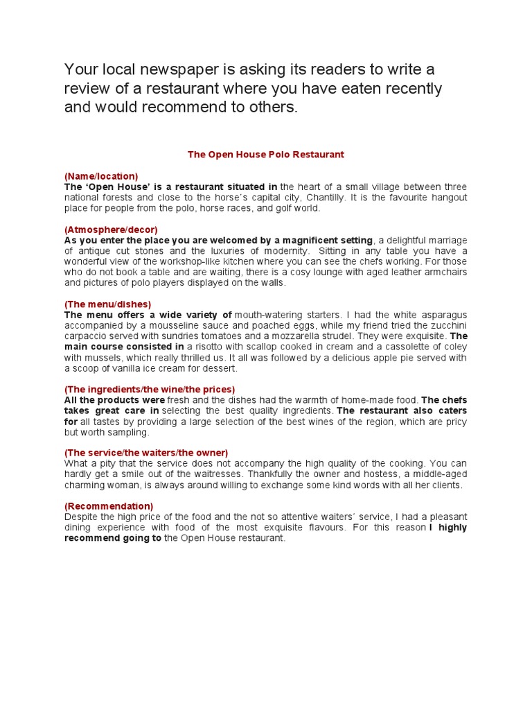 Restaurant Review | PDF