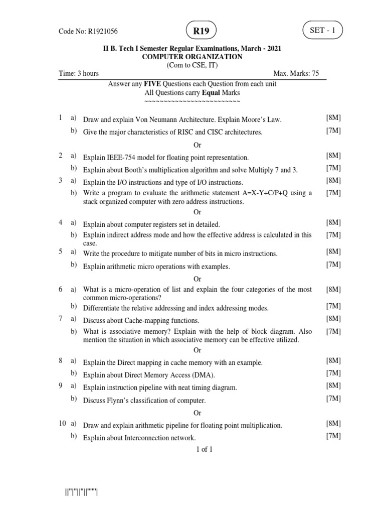 COMPUTER ORGANIZATION March 2021 | PDF | Cpu Cache | Bit