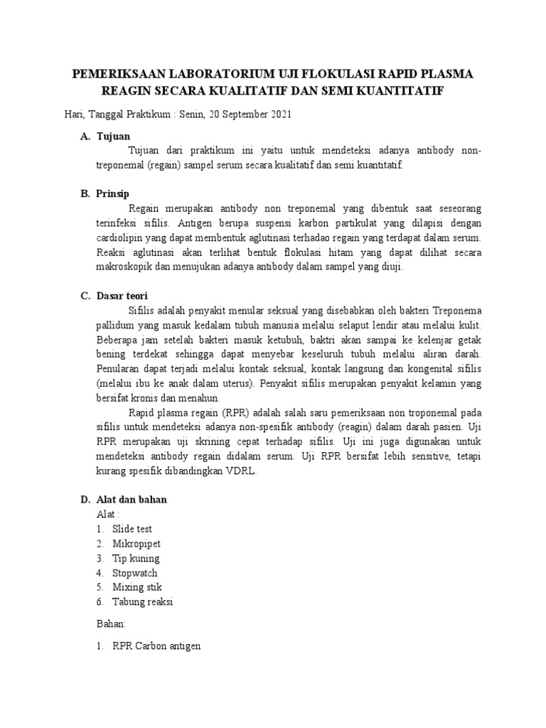 Pemeriksaan RPR | PDF