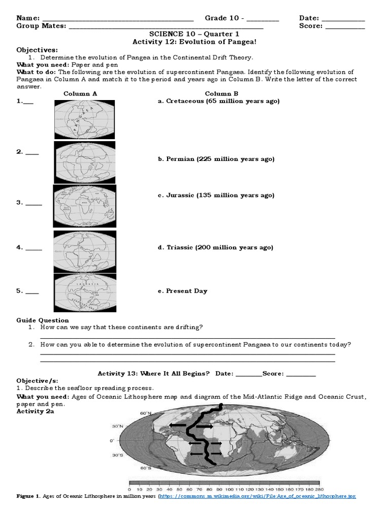 Sci 10-Q1-Act. 12-13 | PDF | Plate Tectonics | Tectonics