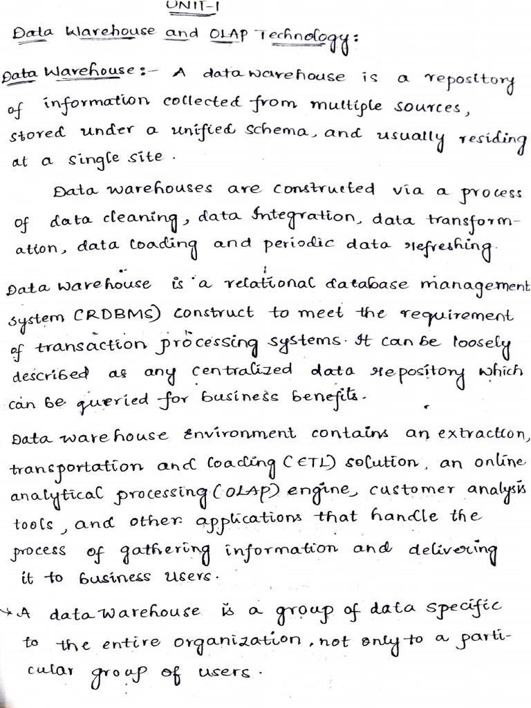 DWM Unit 1 | PDF | Data Warehouse | Business DWM Unit 1 | PDF | Data Warehouse | Business