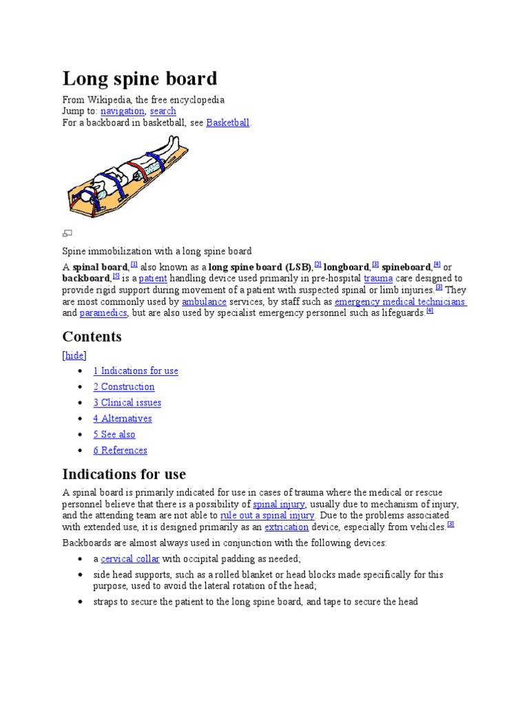 Long Spine Board: Backboard | PDF | Scuba Diving | Medicine