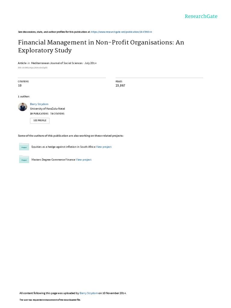 Financial Management of A NPO | PDF | Nonprofit Organization | Mann ...