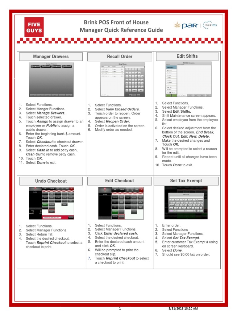 Five Guys Brink FOH Manager Quick Reference Guide v3 | PDF | Point Of ...