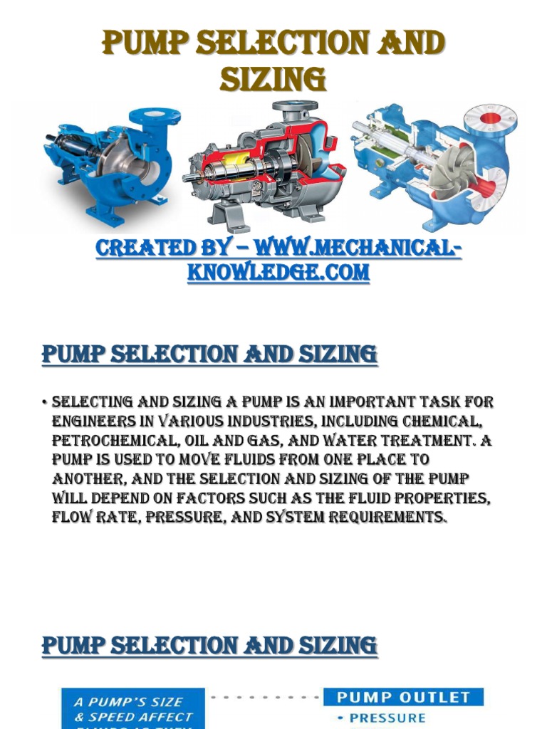 Pump Selection & Sizing Guide | PDF | Pump | Flow Measurement