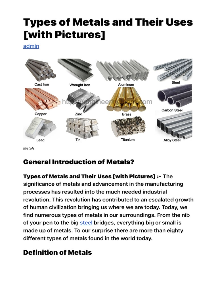 Types of Metals and Their Uses (With Pictures) | PDF | Steel | Metals