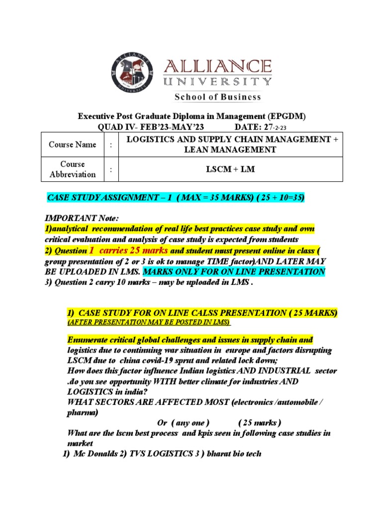 LSCM LM-Assignment - 2 | Download Free PDF | Logistics | Business