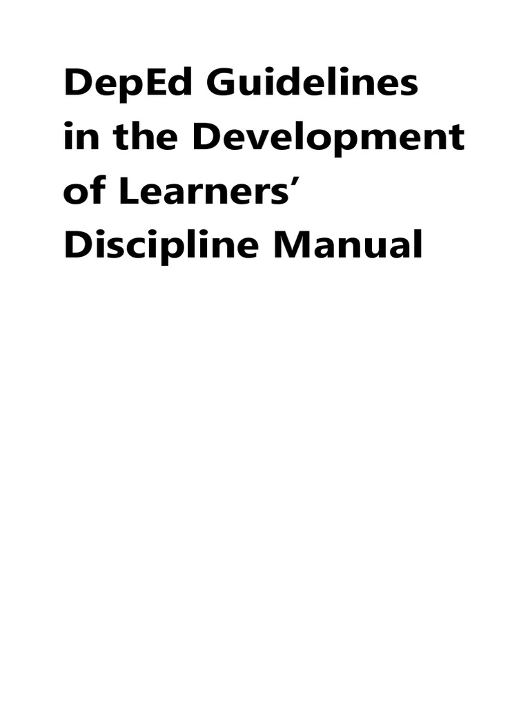 DepEd Guidelines in The Development of Learners Discpline | PDF ...