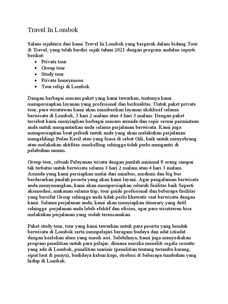 Travel in Lombok | PDF