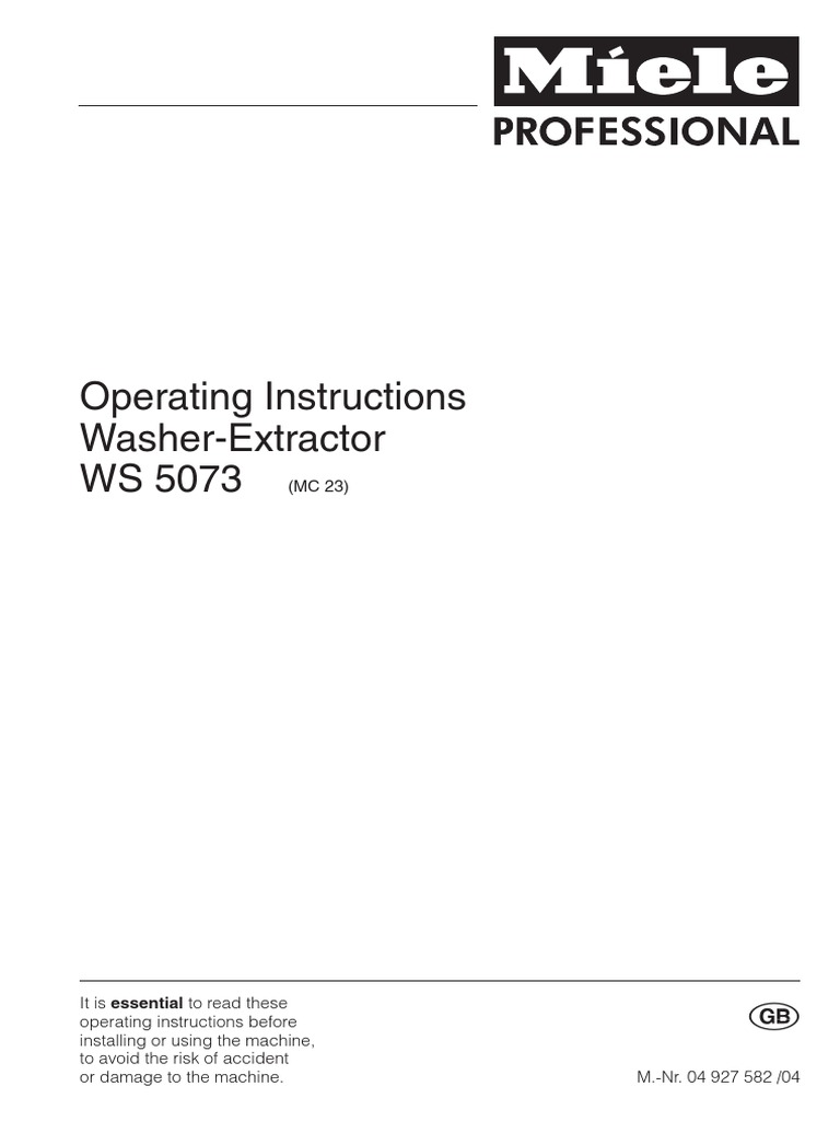 Pralni Stroj Miele Ws 5073 LP | PDF | Washing Machine | Laundry