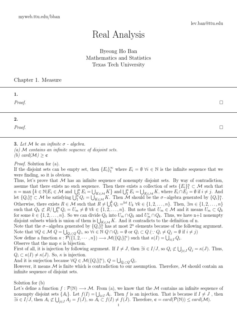 Solution - Real Analysis - Folland - Ch1 | PDF | Measure (Mathematics ...