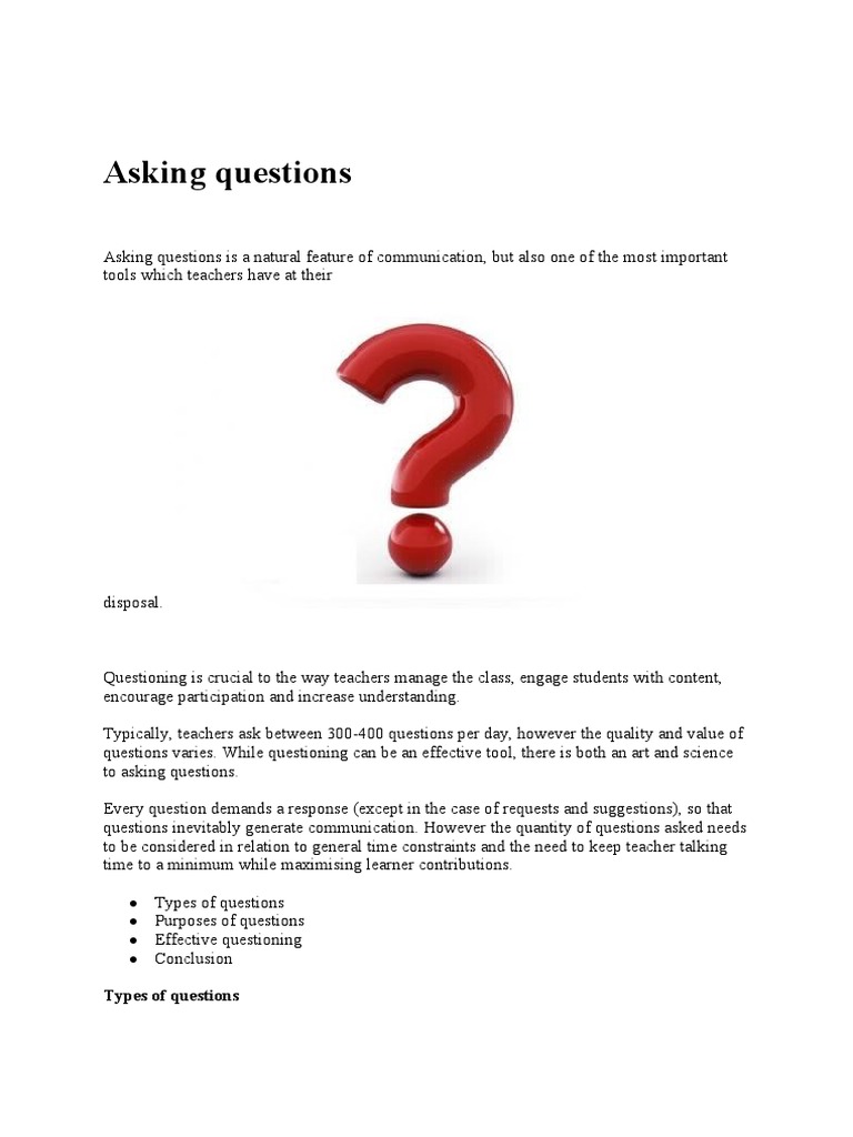 Asking Questions | PDF | Teachers | Reading Comprehension