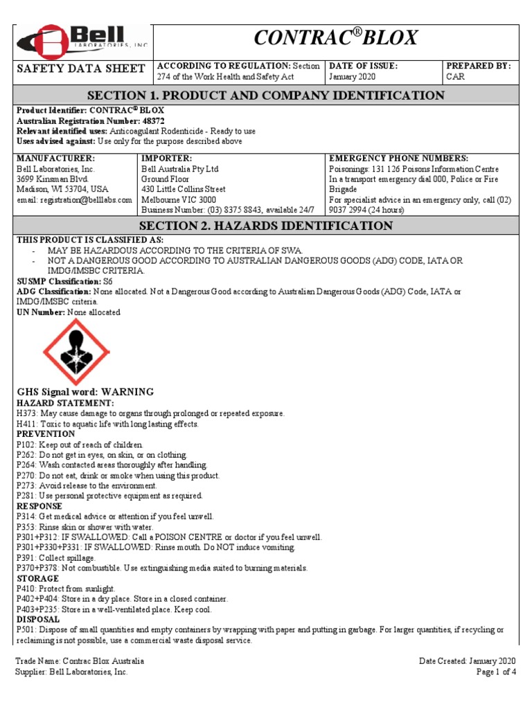 Contrac Blox | PDF | Dangerous Goods | Toxicity