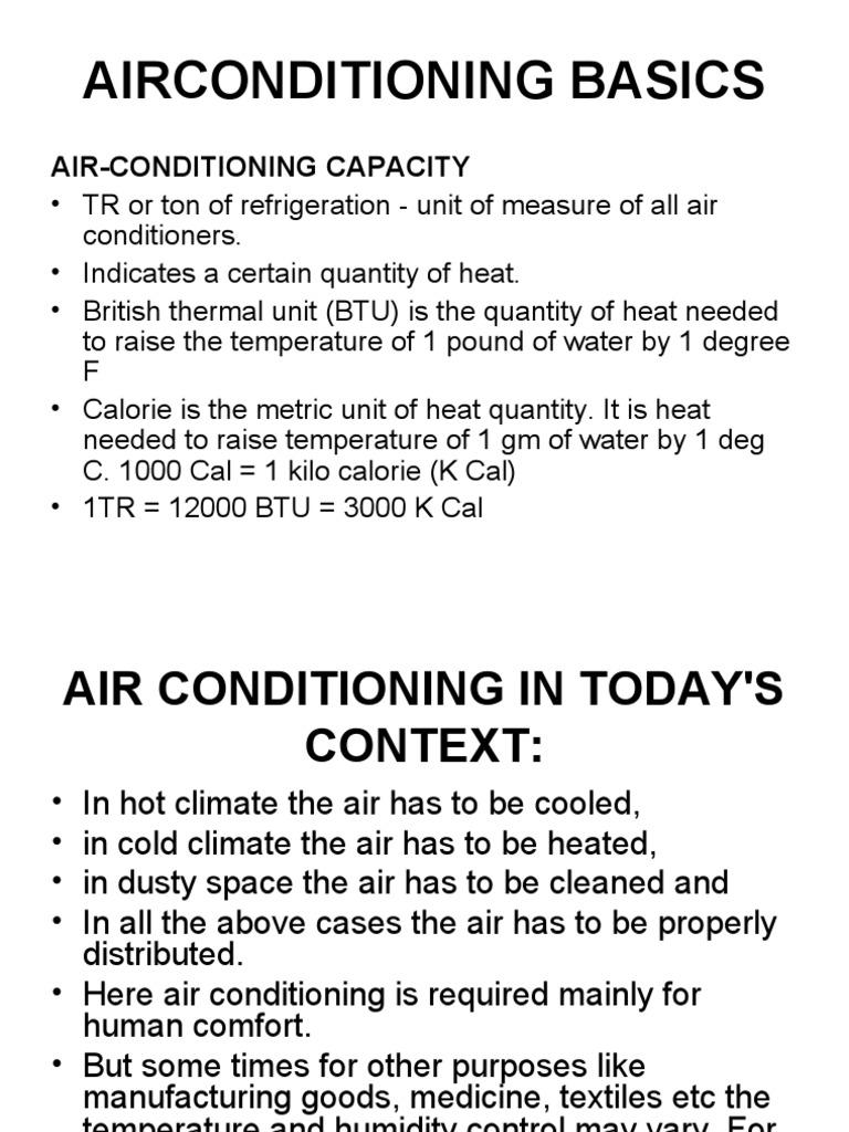 Airconditioning Basics: Air-Conditioning Capacity | PDF | Air ...