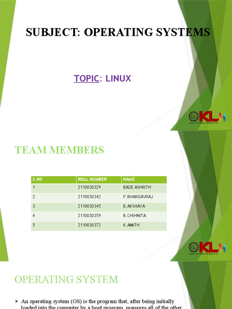 Subject: Operating Systems: Topic: Linux | PDF | Linux | Operating System