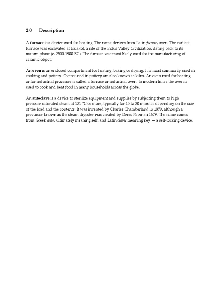 Furnace Decription and Specification | PDF