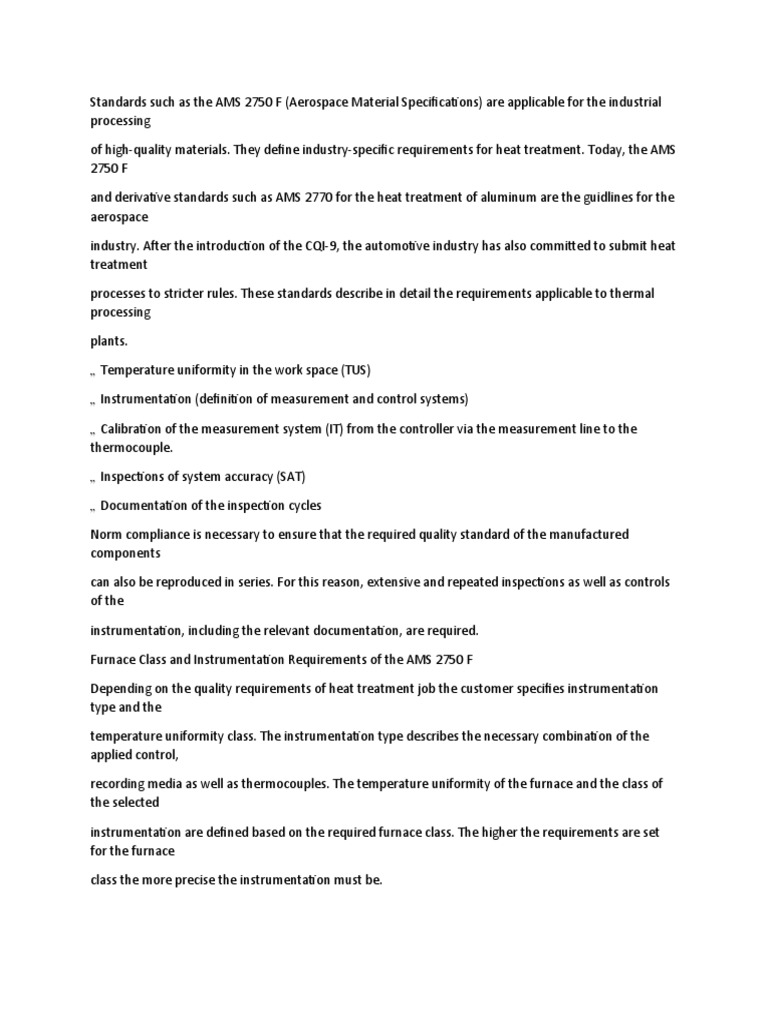 Standards Such As The AMS 2750 F | PDF