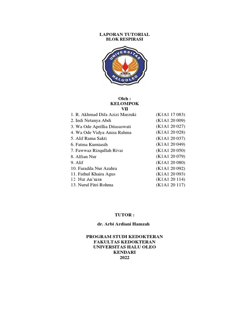 Laporan Tutorial: Blok Respirasi | PDF | Kajian Bahasa Asing ...