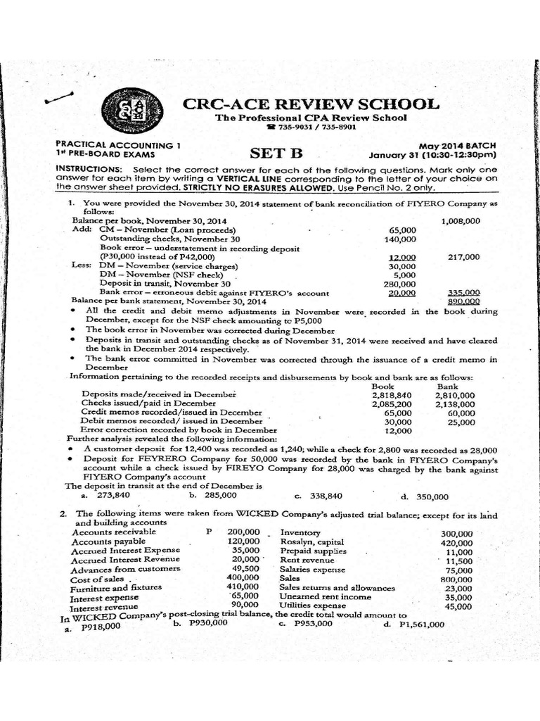CRC-ACE P1 1st Pre-Board May2014 | PDF