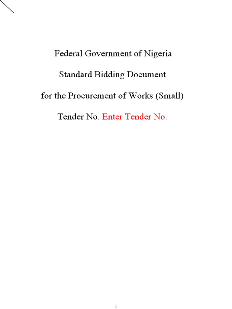 Federal Government of Nigeria Standard Bidding Document For The ...