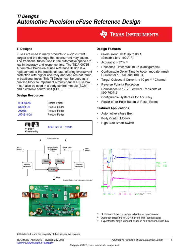 Automotive Precision Efuse Reference Design | PDF | Fuse (Electrical ...