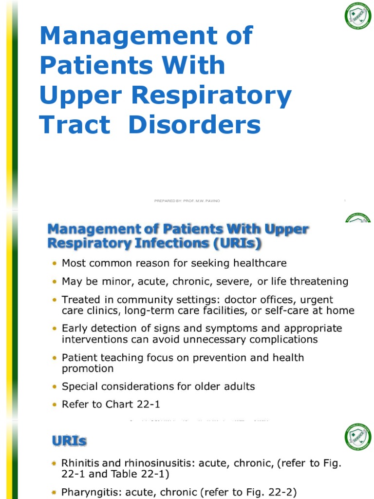 NCM 112 Lesson 5 Management of Patients With Upper Respiratory Tract ...