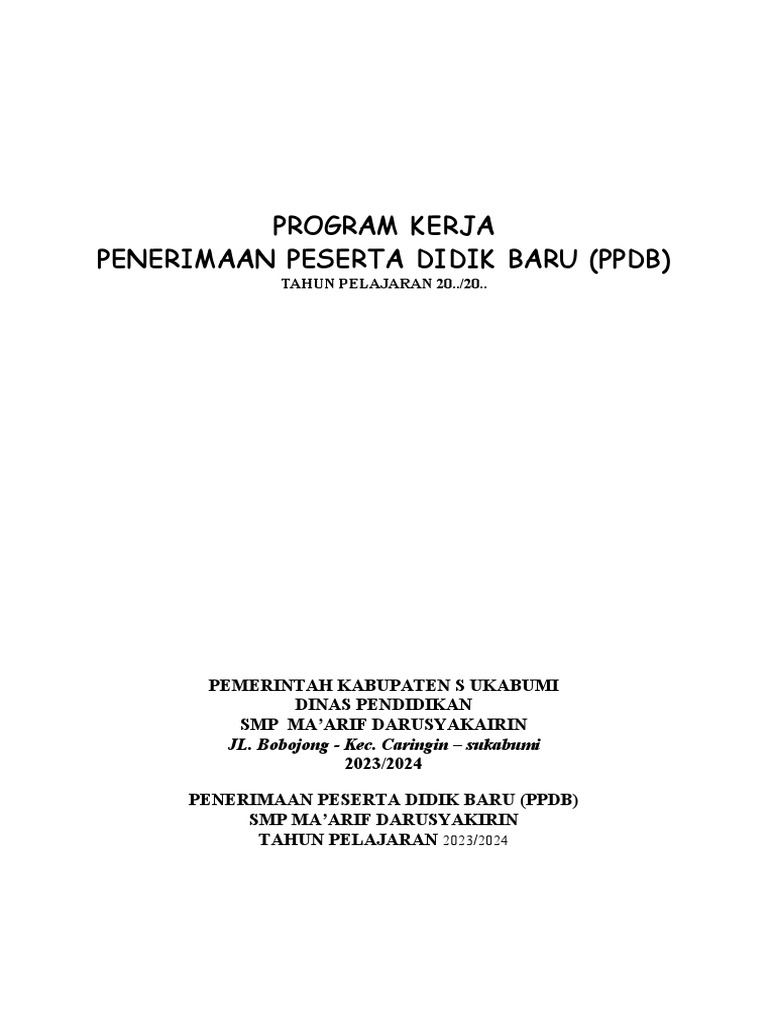 Program Kerja PPDB | PDF