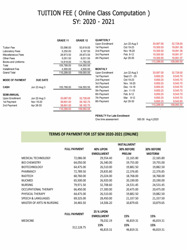 Tuition Fee Online Computation | PDF
