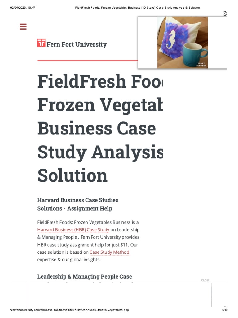 Fieldfresh Foods: Frozen Vegetables Business Case Study Analysis & Solution | PDF | Strategic ...