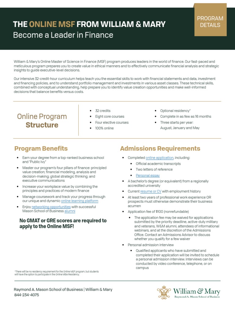 Online MSF: Become A Leader in Finance | PDF | Business | Economies