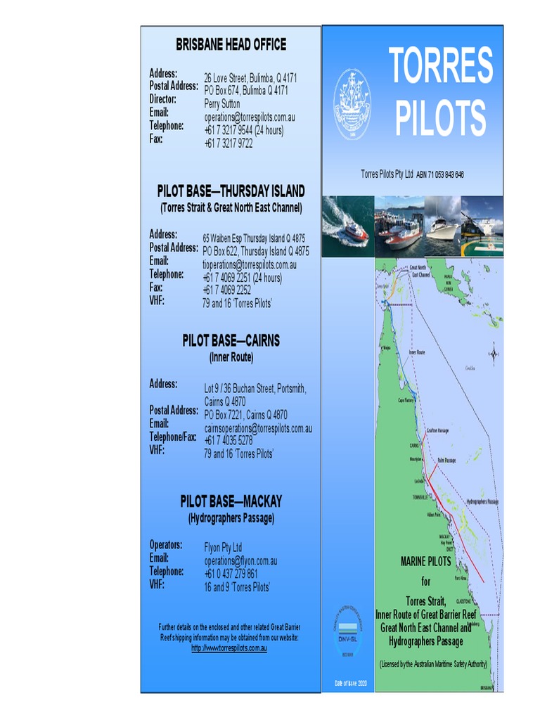 Torres Pilots Brochure For Masters 2020 | Download Free PDF | Maritime ...