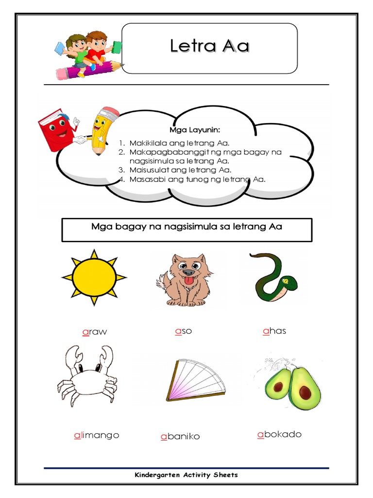 Letra Aa: Mga Bagay Na Nagsisimula Sa Letrang Aa | PDF