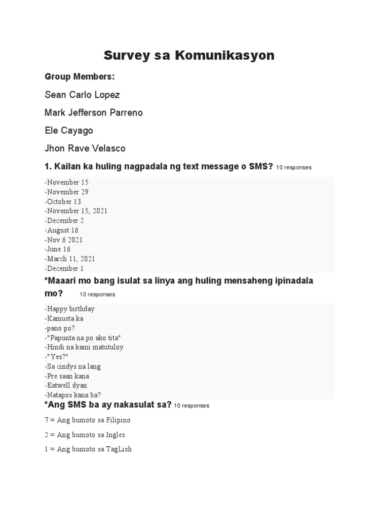 Survey Sa Komunikasyon | PDF