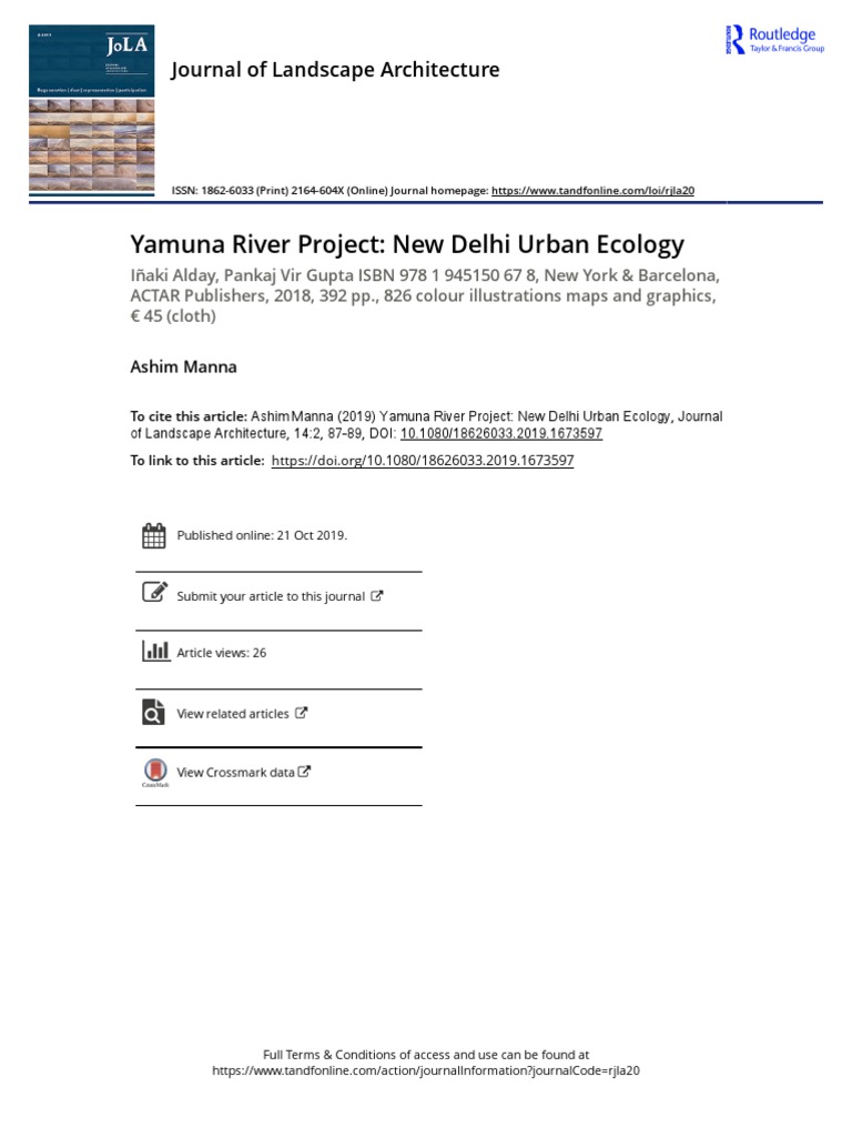 Yamuna River Project: New Delhi Urban Ecology: Journal of Landscape ...