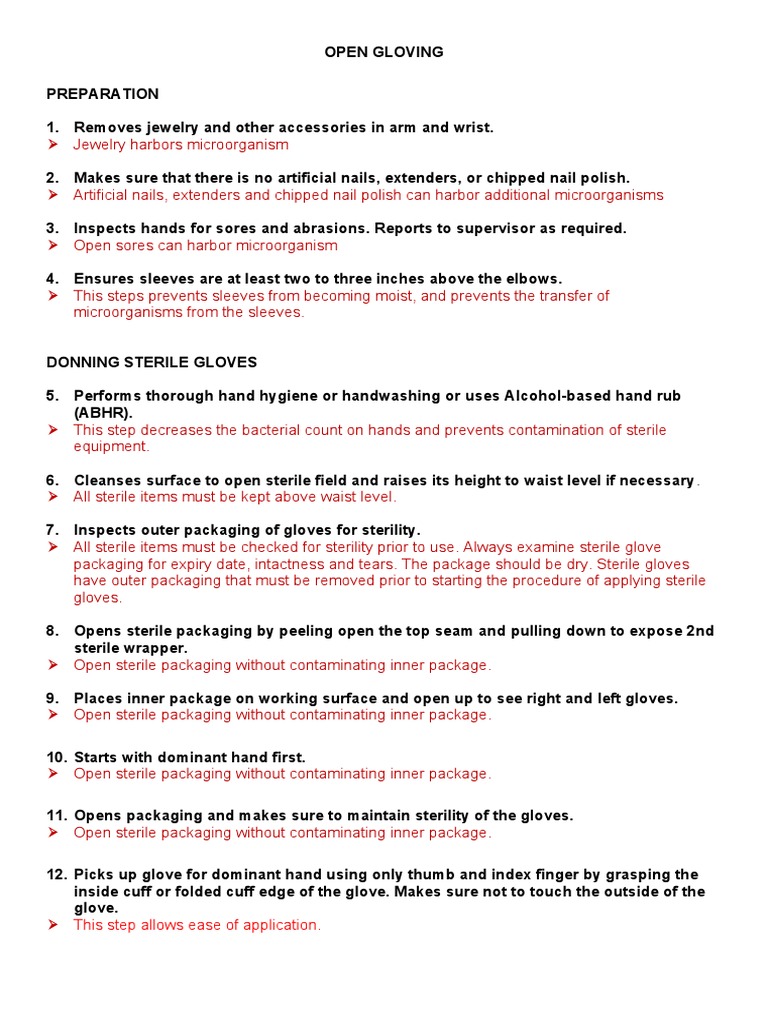 OPEN GLOVING and RATIONALE | PDF | Hand Washing | Glove