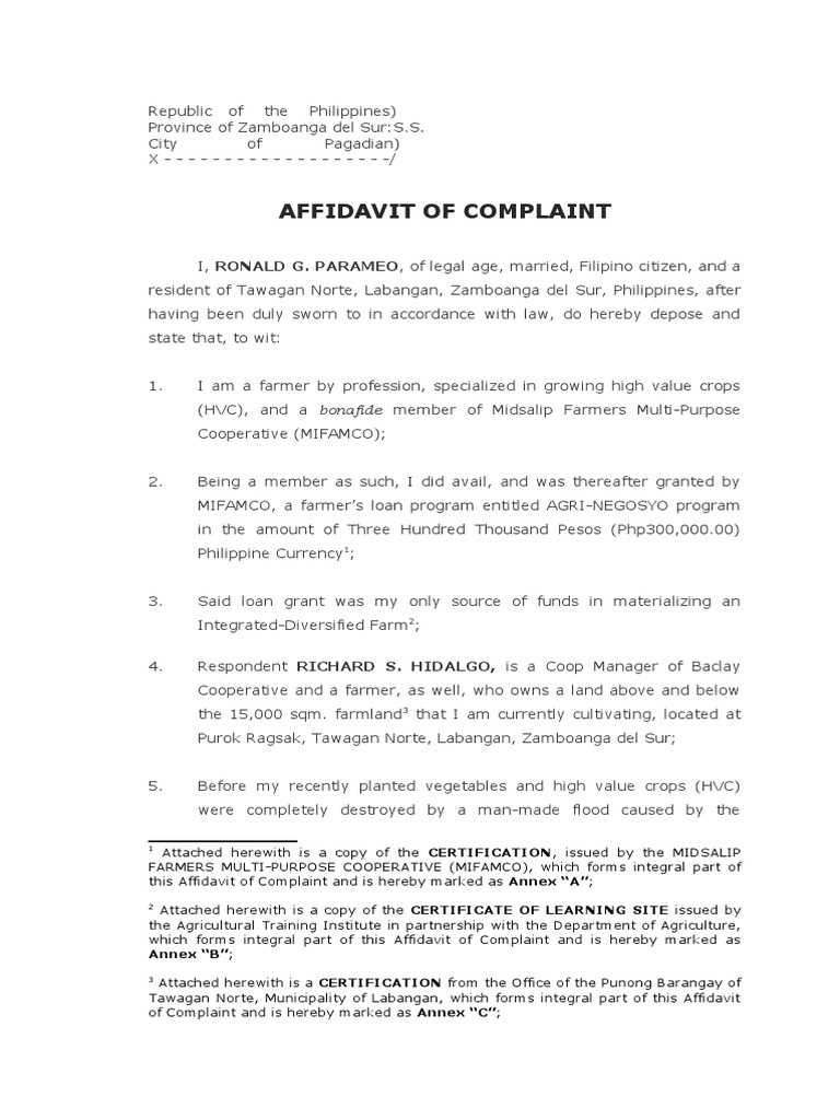 Complaint Affidavit | PDF | Flood | Common Law