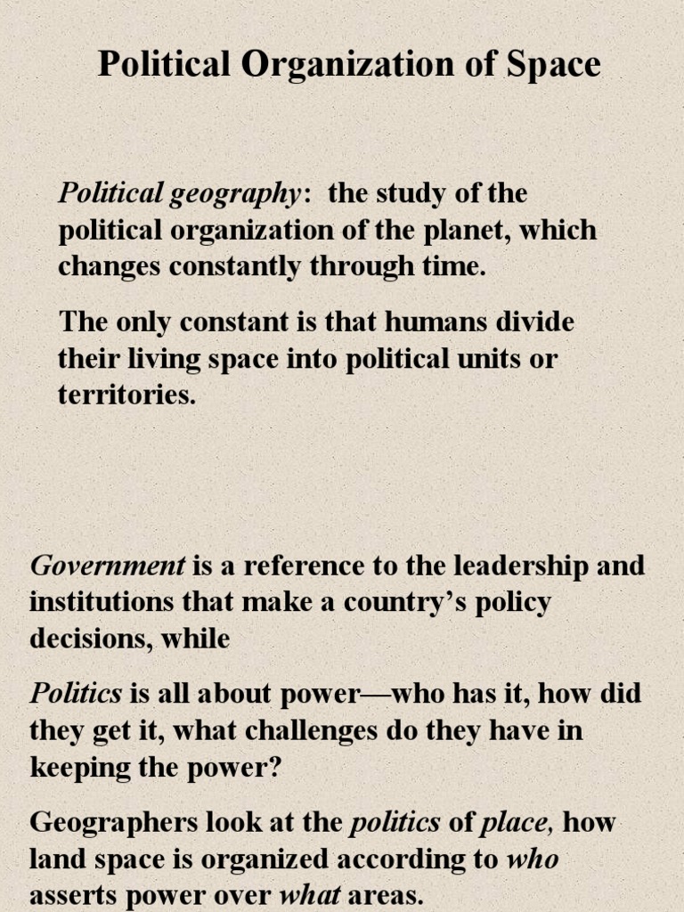Political Geography: Organization of Space | PDF | Landscape | Geopolitics