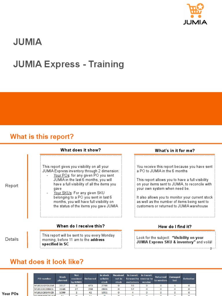 JUMIA Express Inventory Report Guide | PDF | Business | Business Process