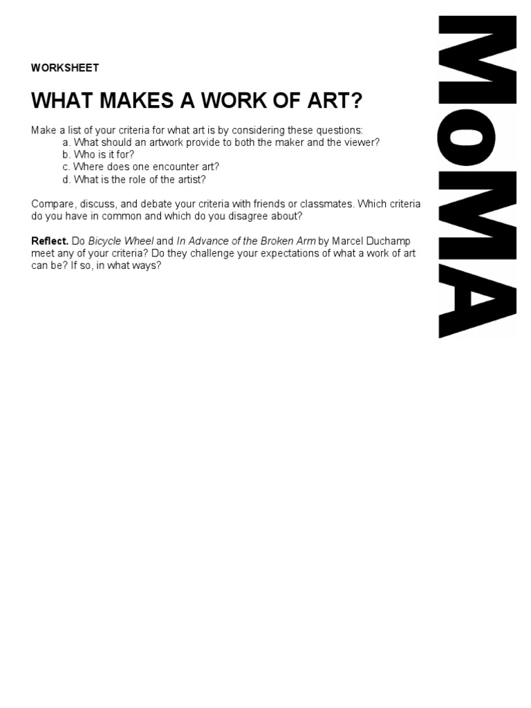 What Makes A Work of Art?: Worksheet | PDF